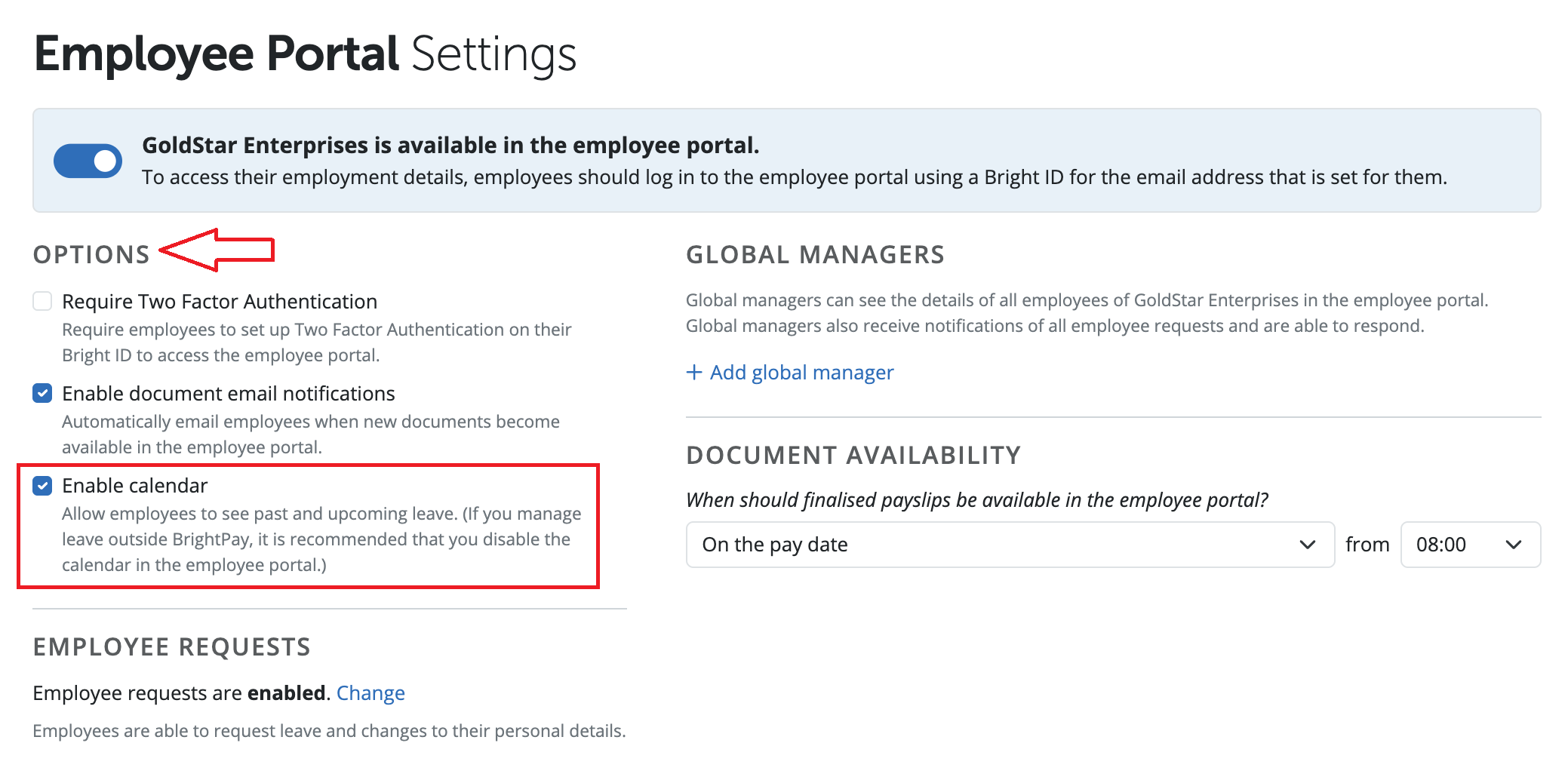 Configuring Employee Self Service Options – BrightPay