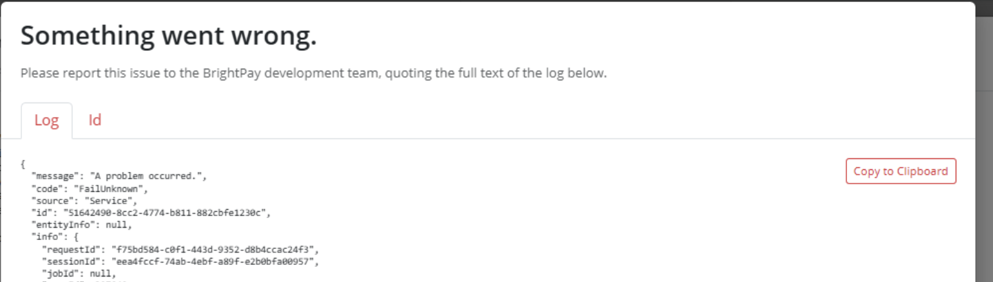 Xero - Error submitting to Xero – BrightPay